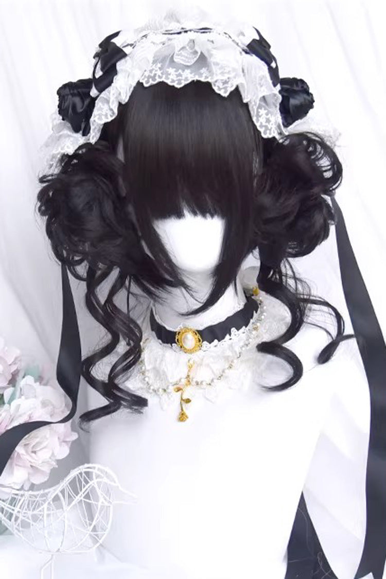 Black Dragon Whisker Bun Chinese Style Fluffy Side Clip Lolita Wig ...