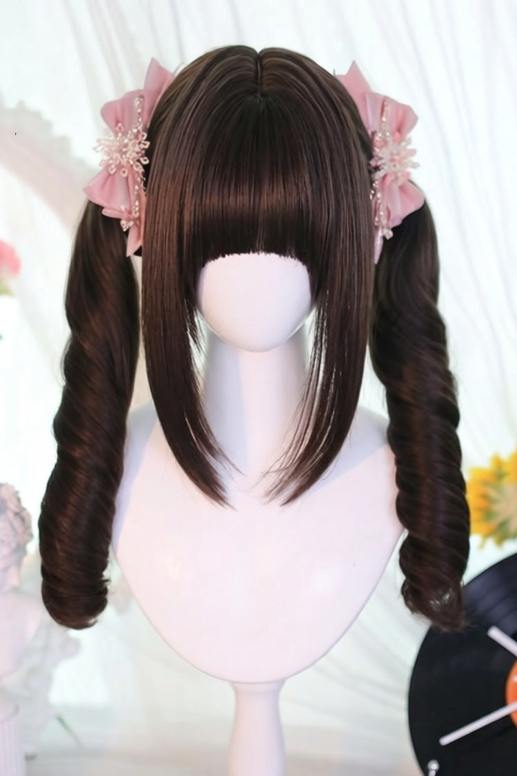 Sweet Tea Cool Brown Sweet Lolita Pigtail Wig with Roman Curls ...